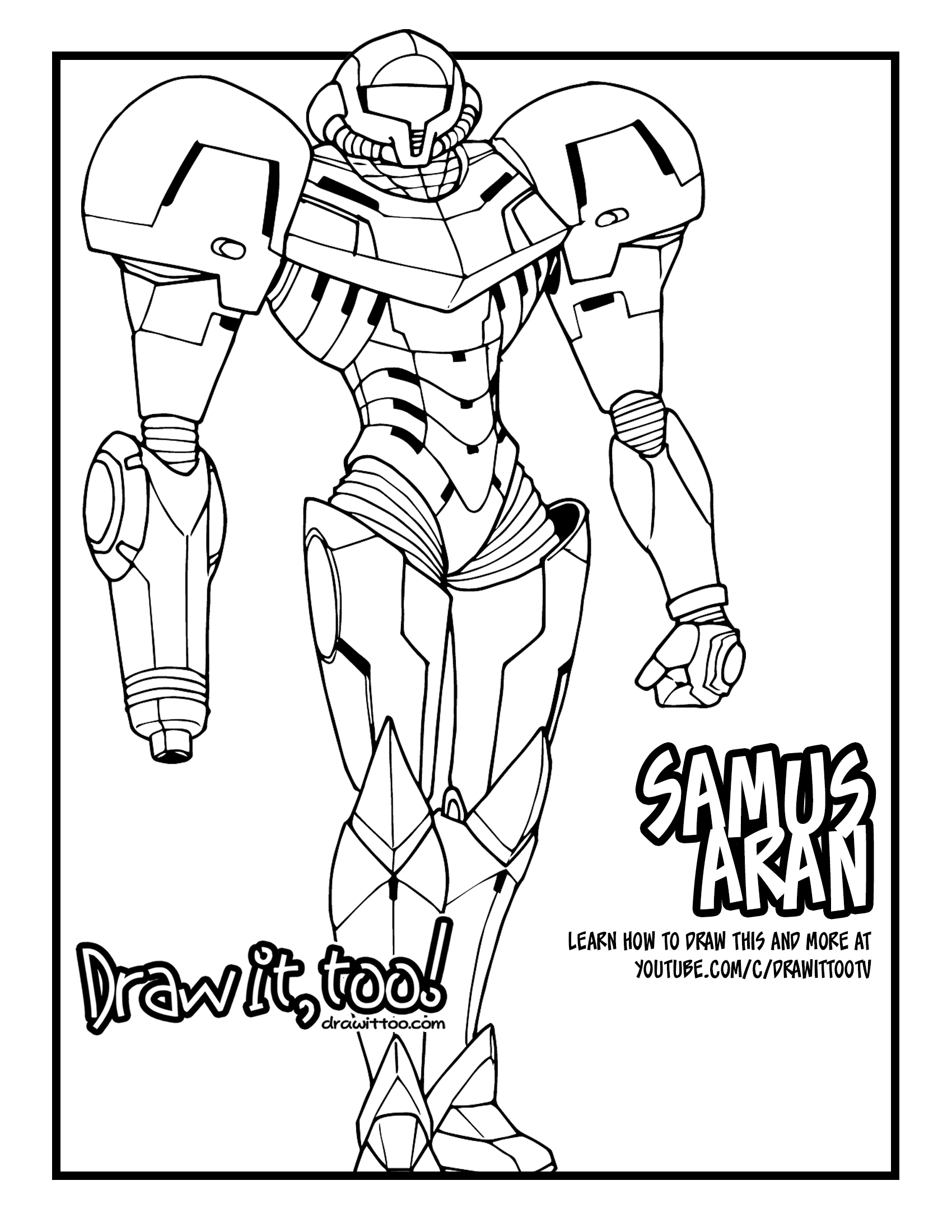 Samus Coloring Page How To Draw Samus Aran Metroid Drawing Tutorial
